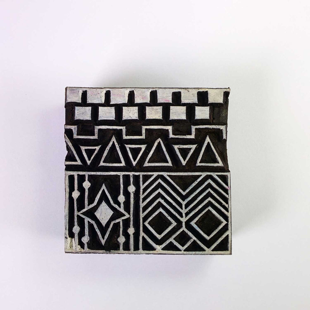 Hand Carved Wooden Stamp, Pottery Stamps, Tribal Pattern Square Wooden ...